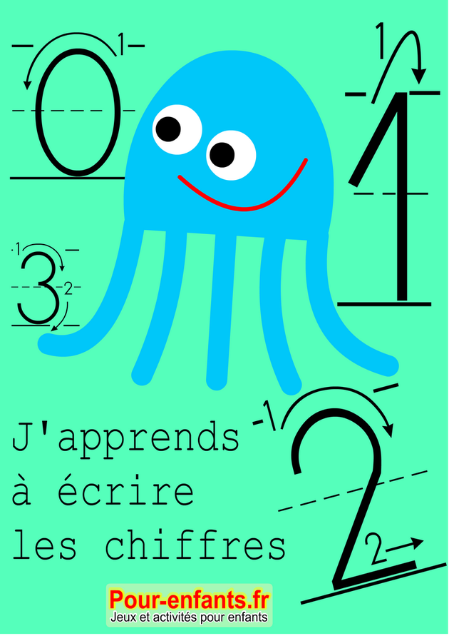 Apprendre À Écrire Les Chiffres En Maternelle. Nombres De 0 À 9 ...